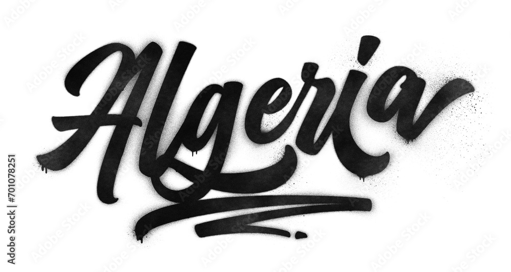 Algeria country name written in graffiti-style brush script lettering ...