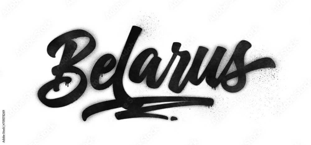 Belarus country name written in graffiti-style brush script lettering ...