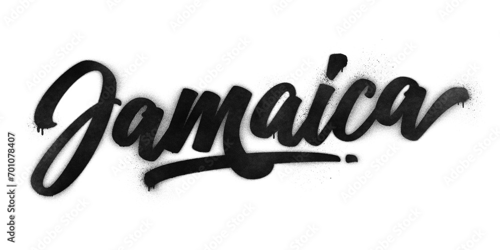 Jamaica country name written in graffiti-style brush script lettering ...