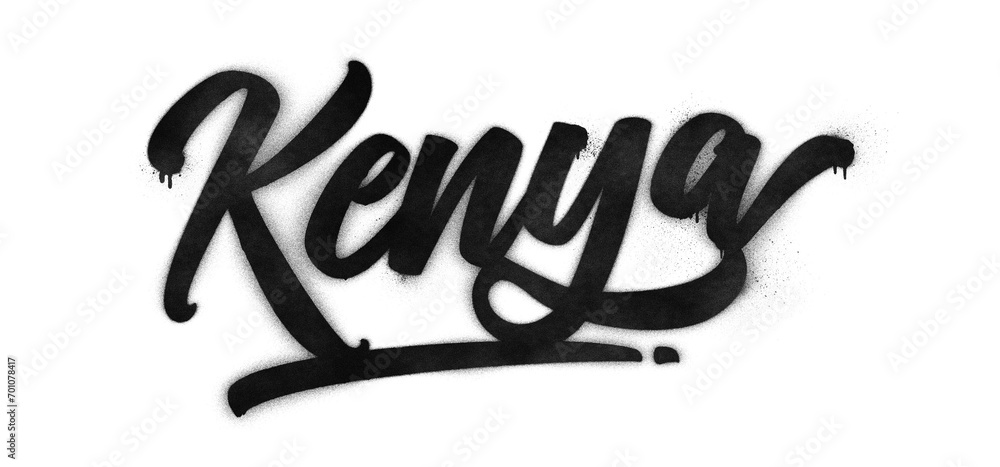 Kenya country name written in graffiti-style brush script lettering ...