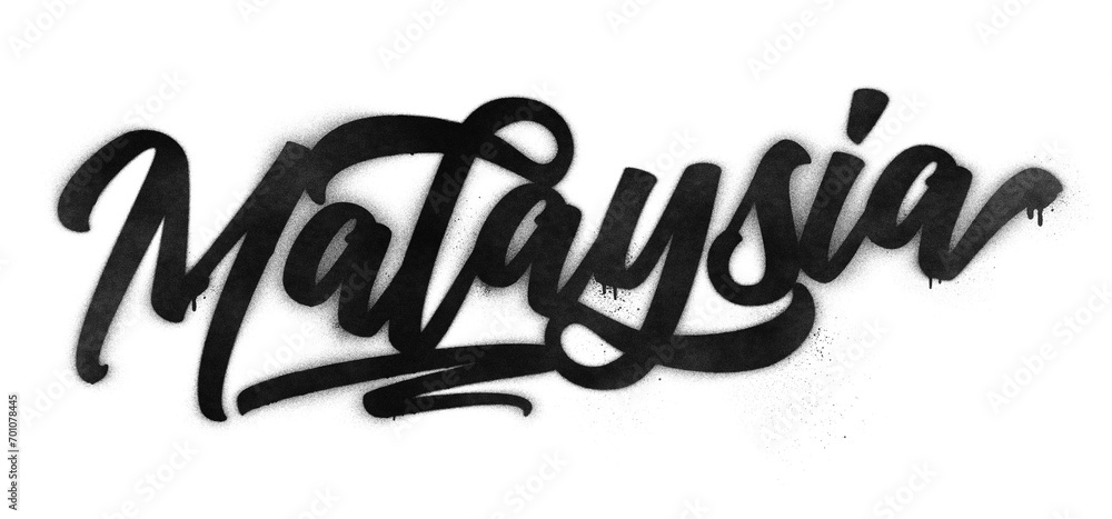 Malaysia country name written in graffiti-style brush script lettering ...