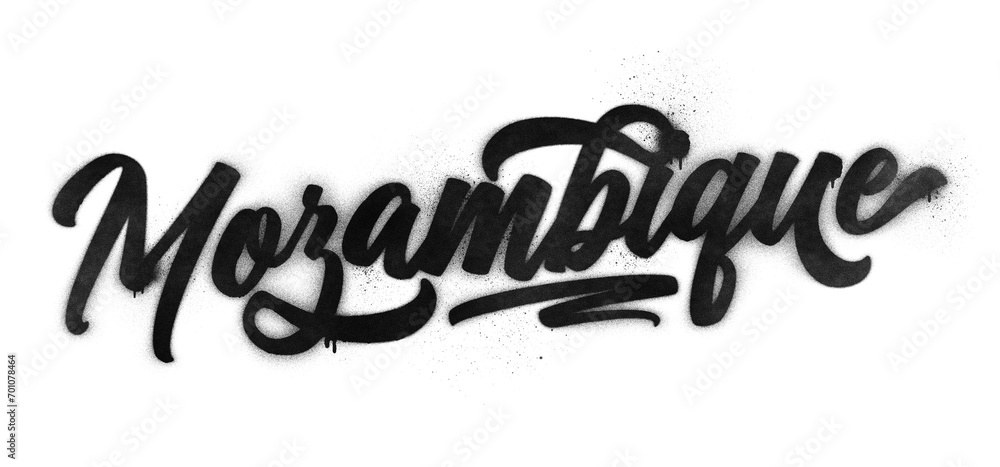 Mozambique country name written in graffiti-style brush script ...