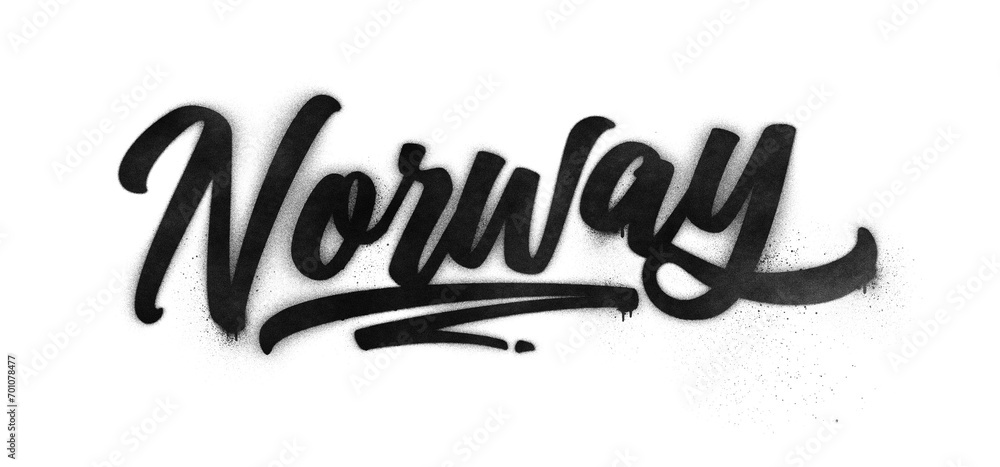 Norway country name written in graffiti-style brush script lettering ...