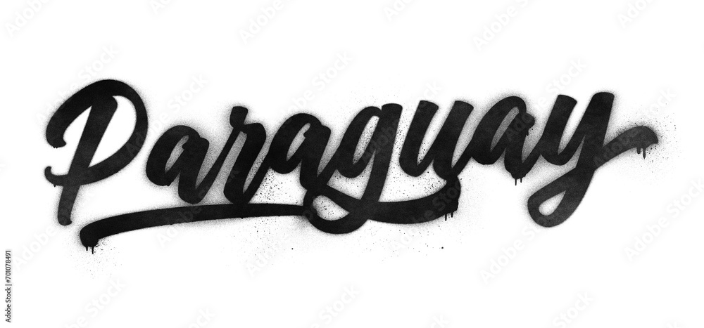 Paraguay country name written in graffiti-style brush script lettering ...