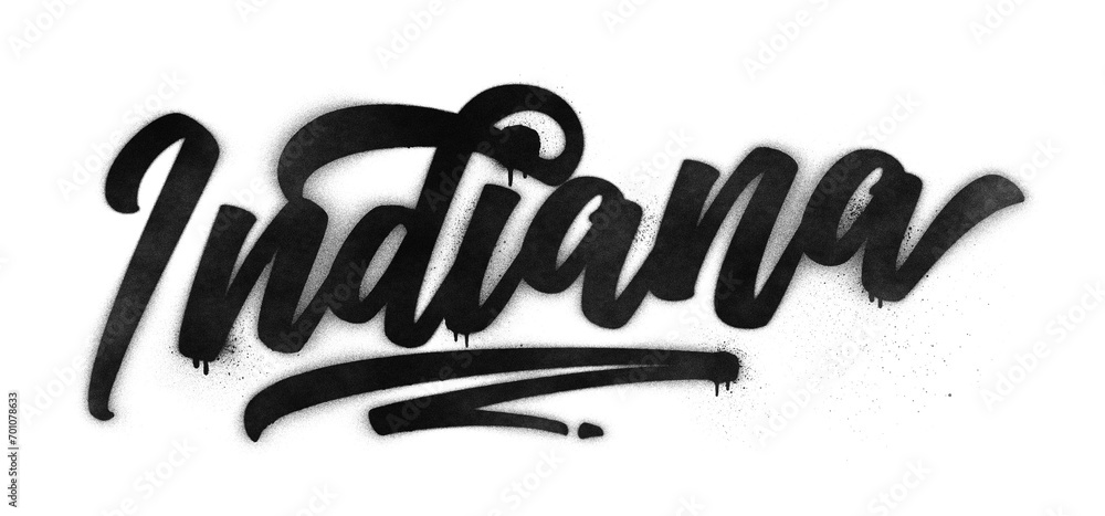 Indiana state name written in graffiti-style brush script lettering ...