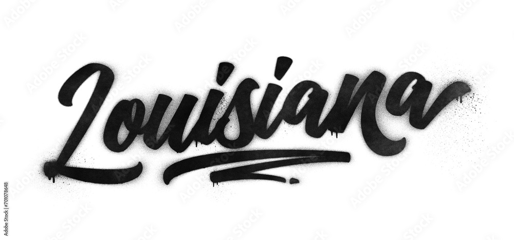 Louisiana state name written in graffiti-style brush script lettering ...