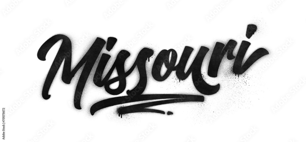 Missouri state name written in graffiti-style brush script lettering ...