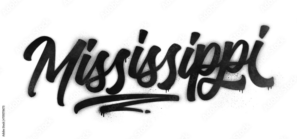 ภาพประกอบสต็อก Mississippi state name written in graffiti-style brush ...