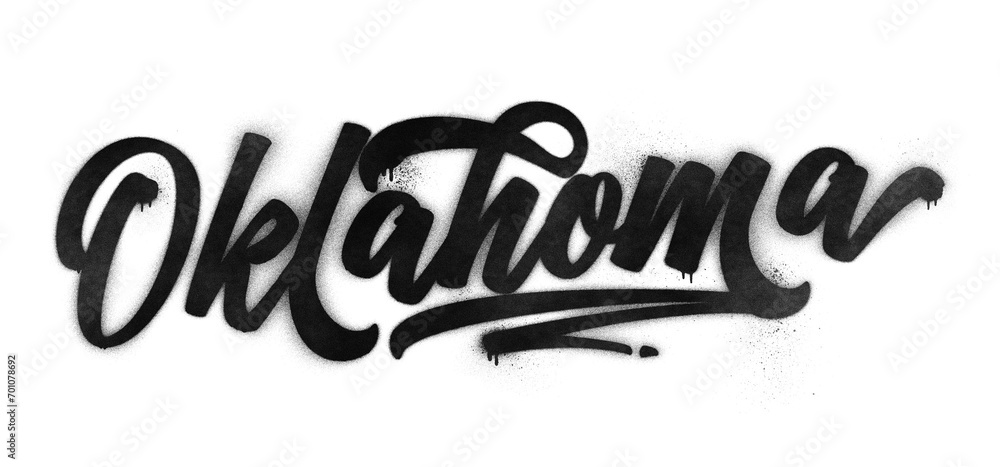 Oklahoma state name written in graffiti-style brush script lettering ...