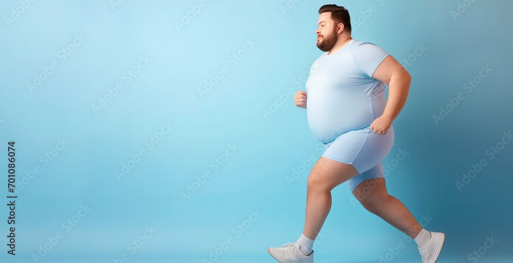 World Obesity day, a Fat people running for exercise, cholesterol ...