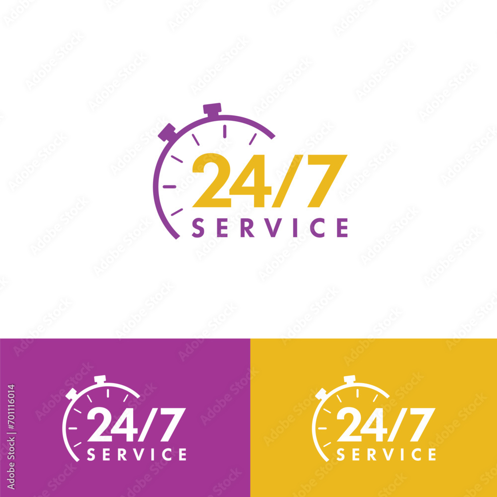 Icon Set for 24/7 Services: These simple illustrations depict the ...