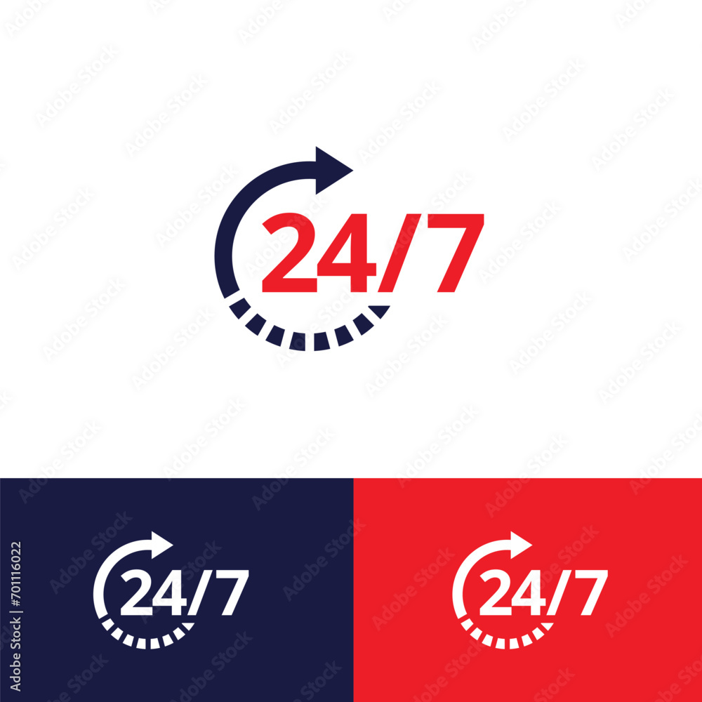 Icon Set for 24/7 Services: These simple illustrations depict the ...
