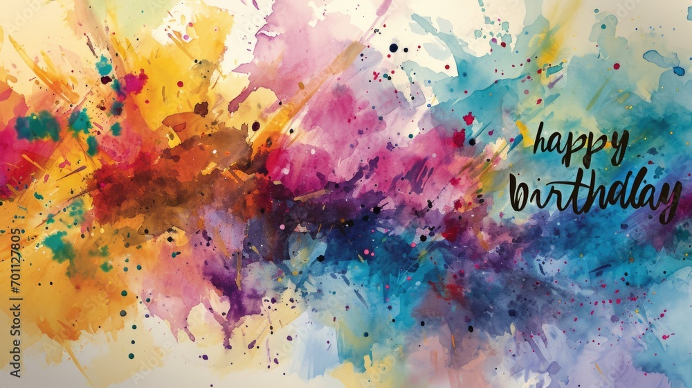 An artistic representation of a birthday celebration using watercolor ...