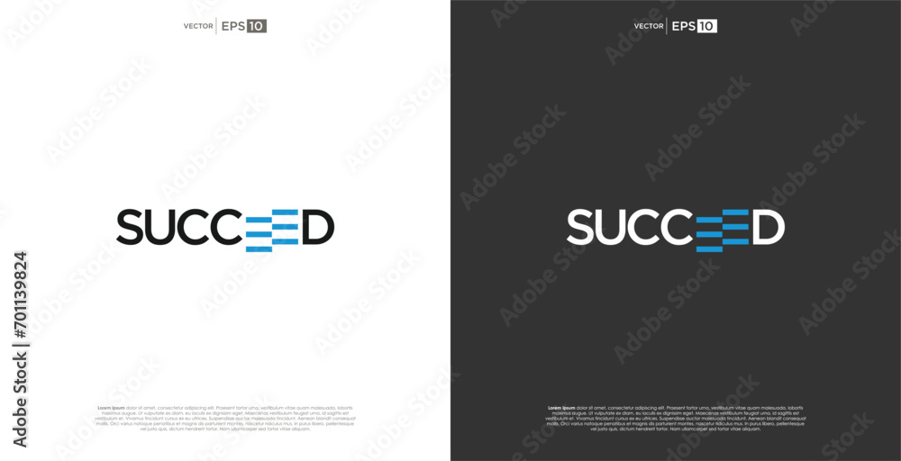 letter SUCCEED logo typography. A logo representing the synergy of ...