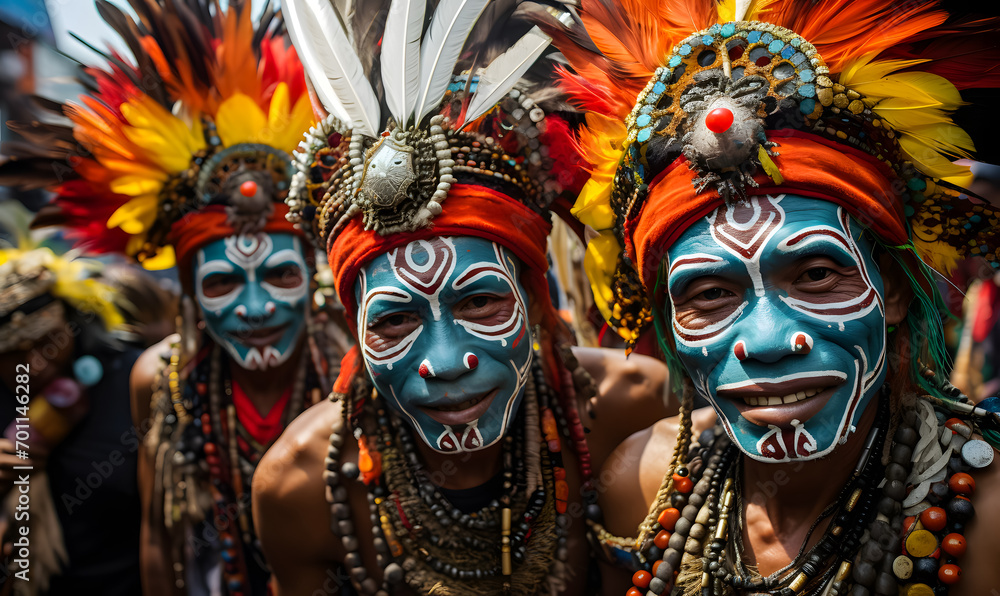 Portrait of an indigenous tribe member, showcasing traditional culture ...