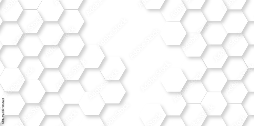 Seamless pattern with hexagonal white and gray technology line paper ...
