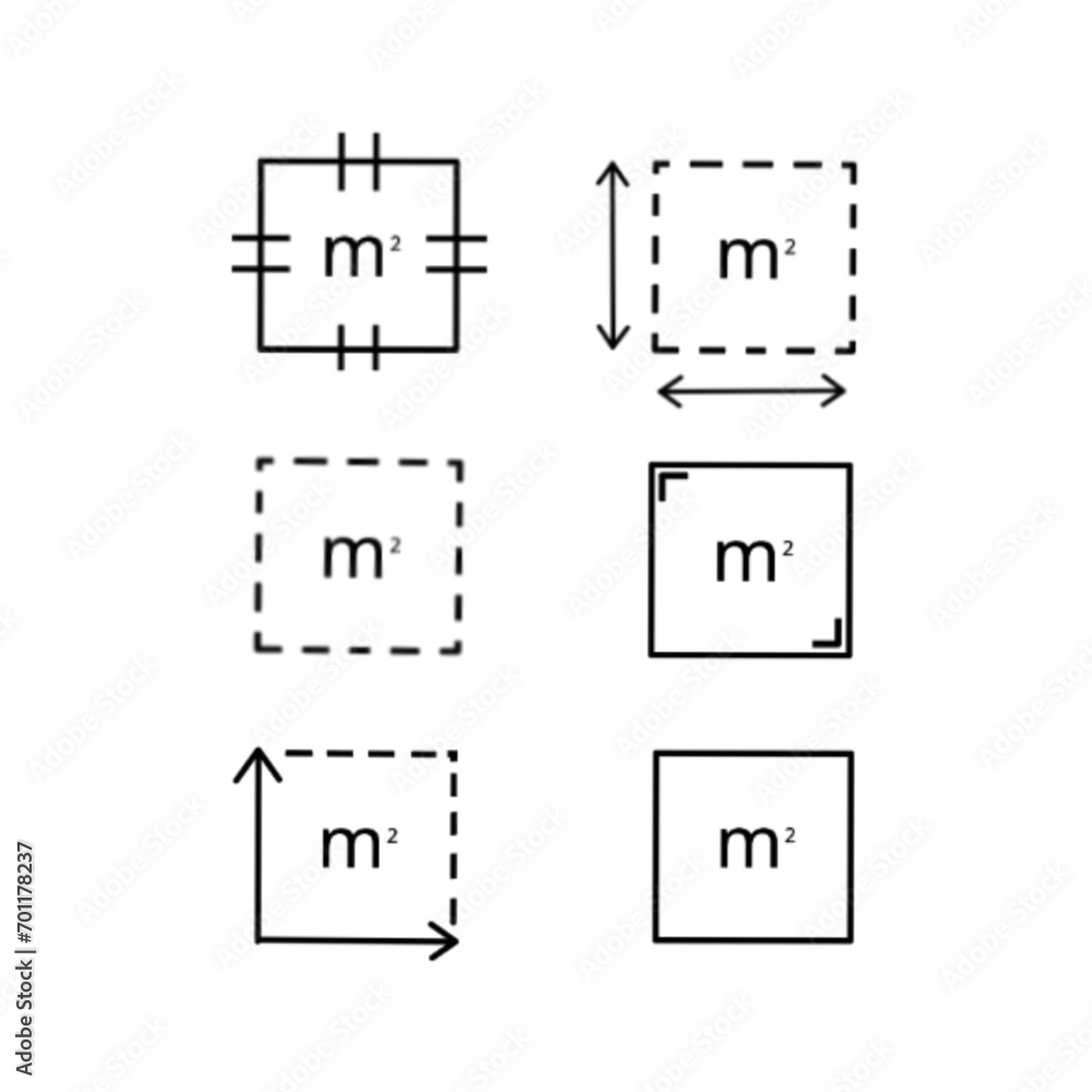 square meter icon with black lines. m2 sign. measuring land area ...