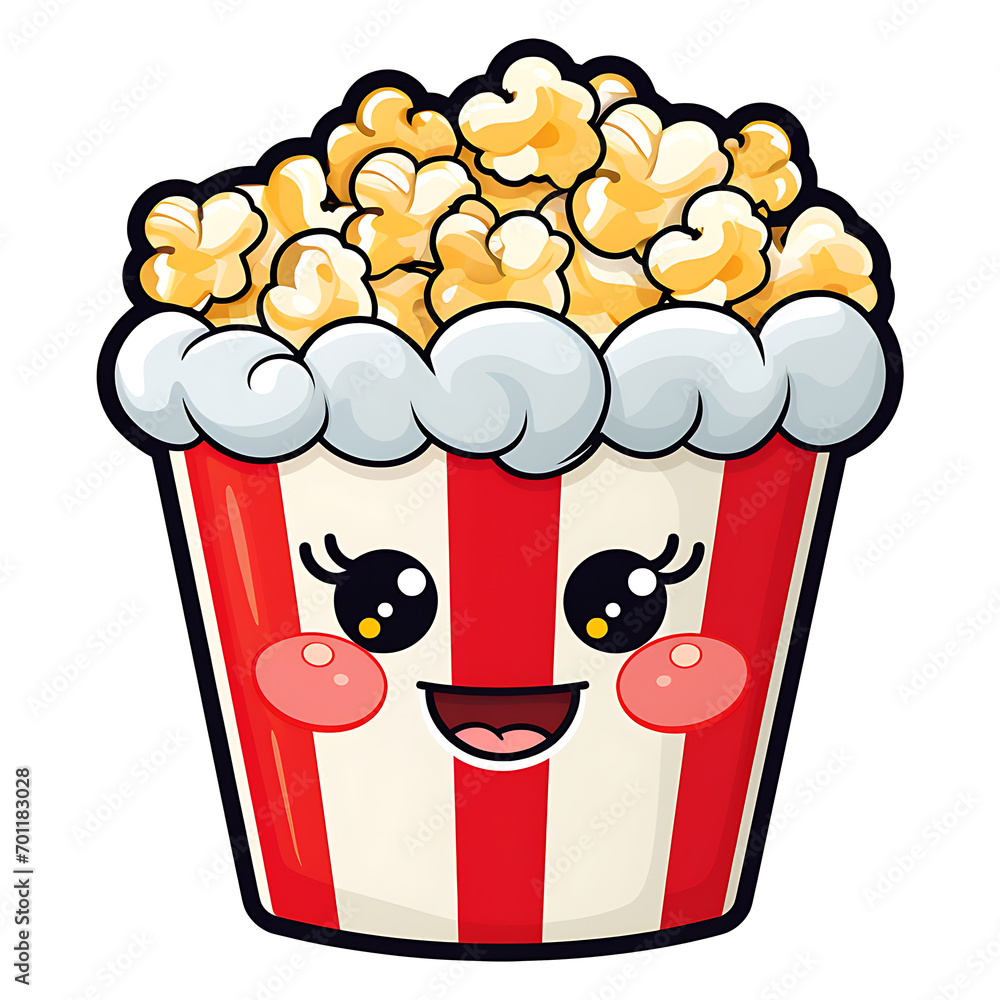 cute kawaii popcorn clipart illustration with transparent background ...