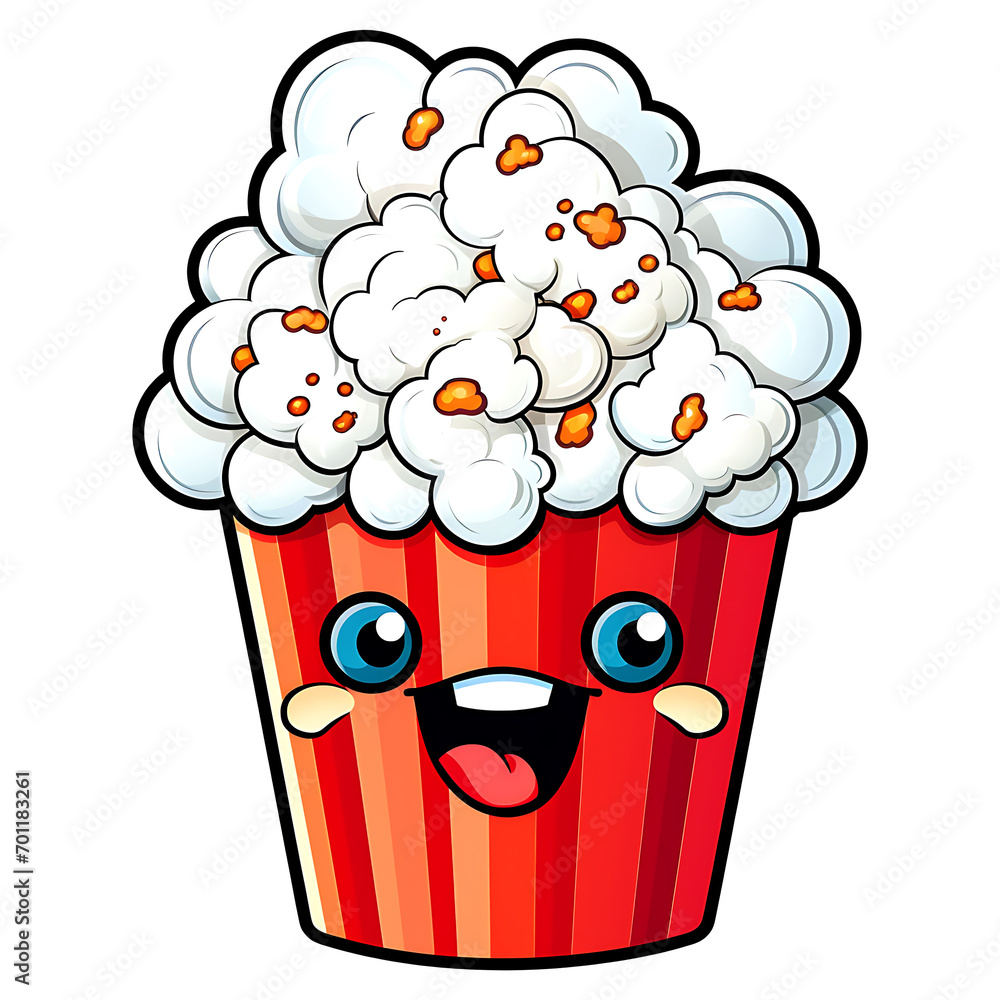 cute kawaii popcorn clipart illustration with transparent background ...