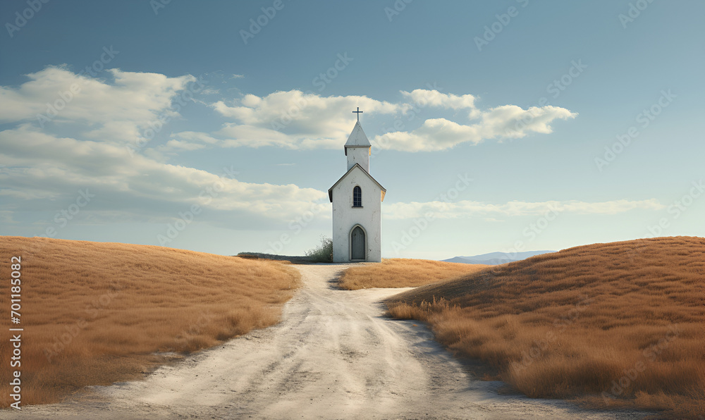 A church in a field with a sky background church in a field with a sky ...