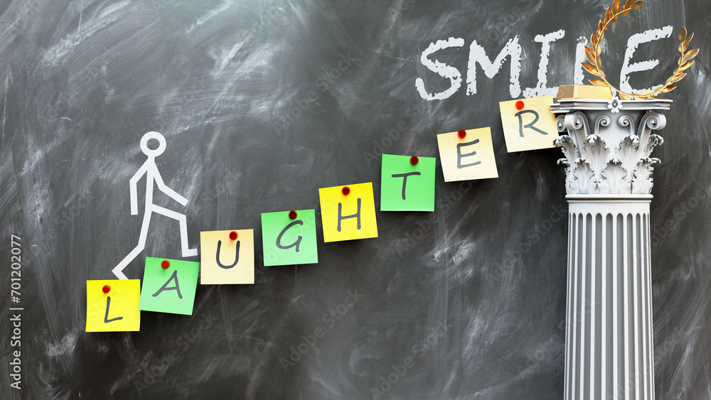 Laughter leads to Smile - a metaphor showing how laughter makes the way ...
