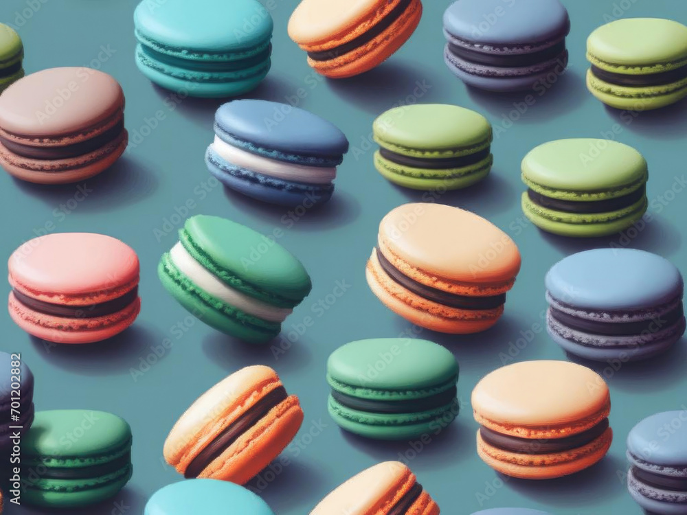 Colorful Pixel Art - Macarons in a Row with Cool Blues and Greens, 8 ...
