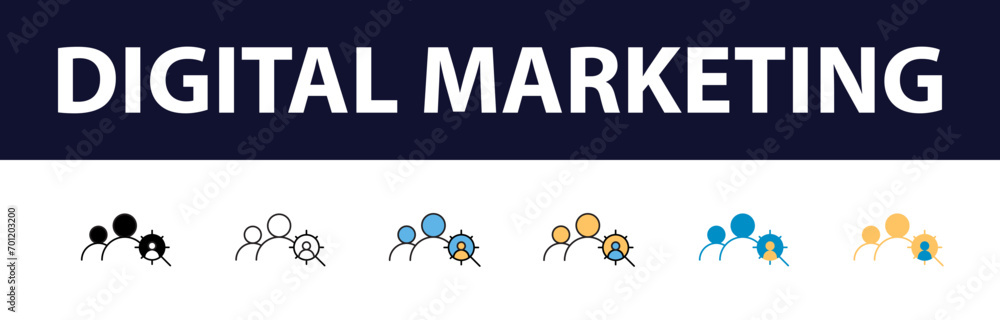 Dynamic Digital Presence: Comprehensive Set of Digital Marketing Color ...