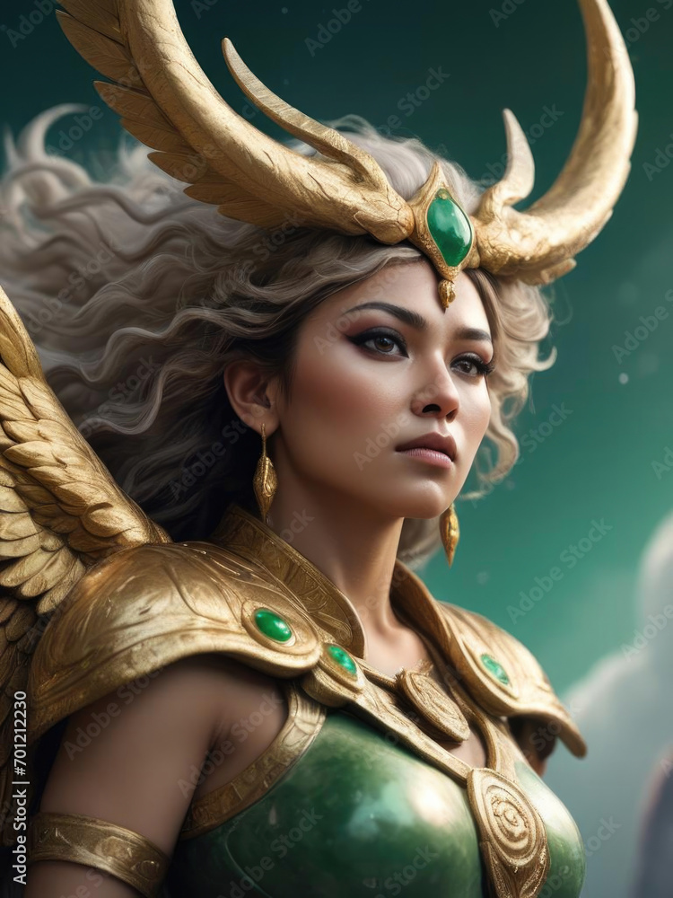 Divine Valkyrie - A majestic Central Asian Valkyrie with frizzy hair ...