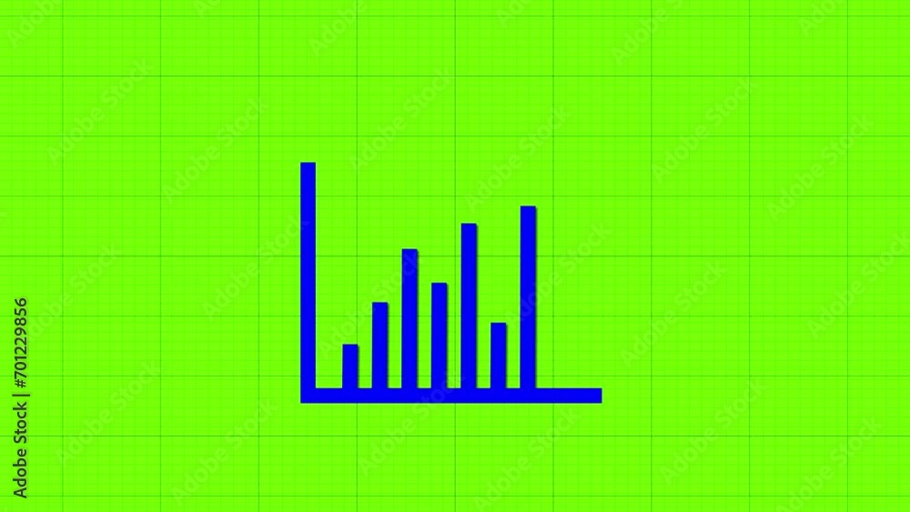 Simple bar graph animated on green grid background. Depicting data ...