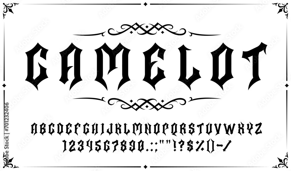 Gothic font, retro medieval type, vintage tattoo typeface, antique ...