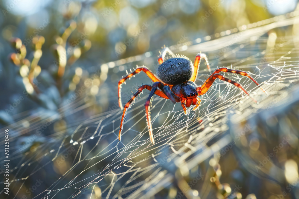 Redback spider on a natural web in the Australian Outback, detailed ...