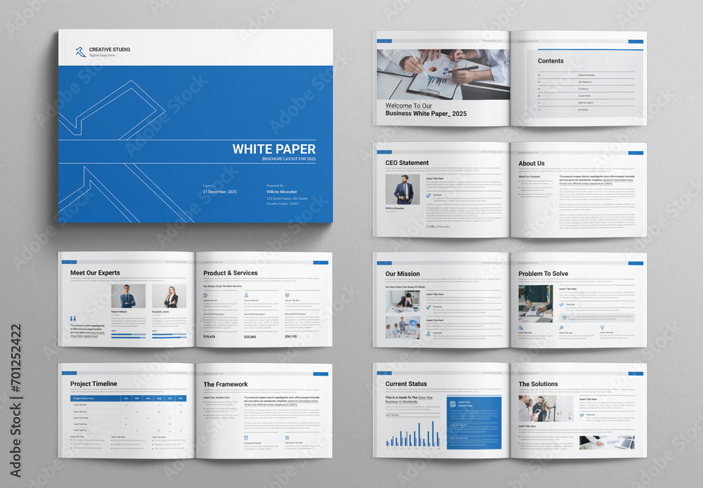 Business White Paper Layout Design Template Landscape Stock Template ...