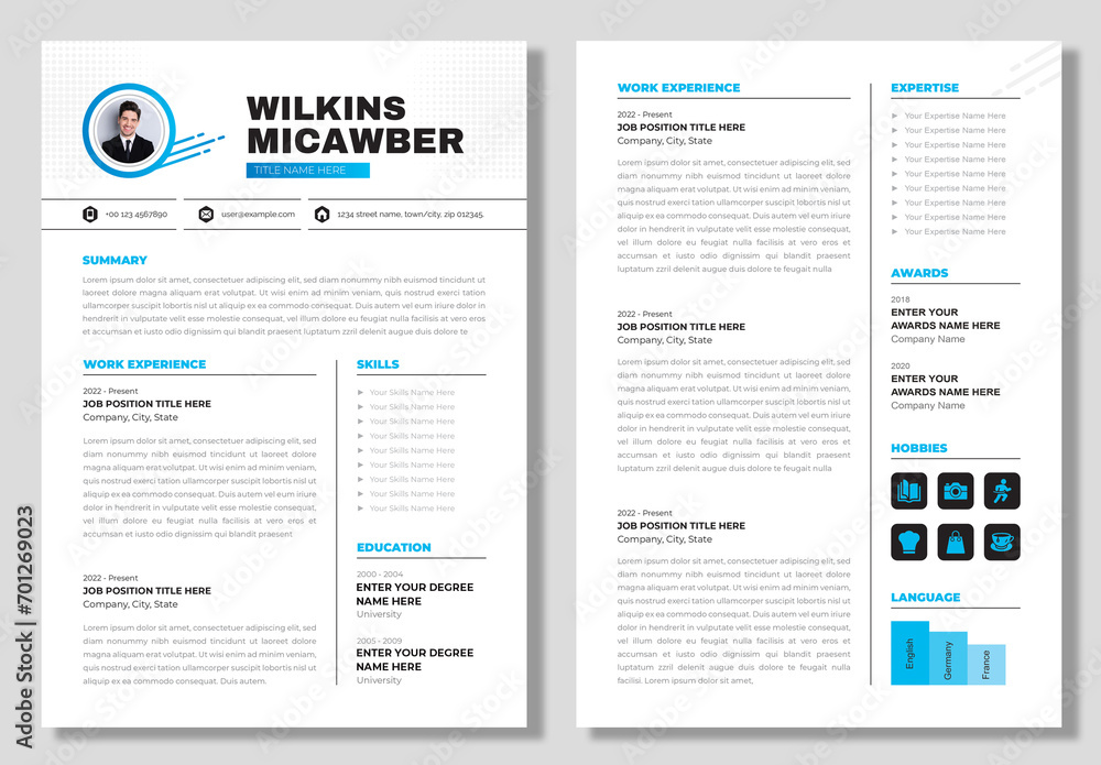 Minimal Resume Template Layout Stock Template | Adobe Stock