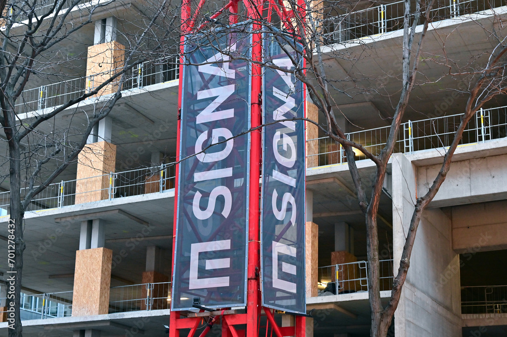 Vienna, Austria - 12 29 2023 - Construction site of the Mahü 10-18 project of the insolvent ...