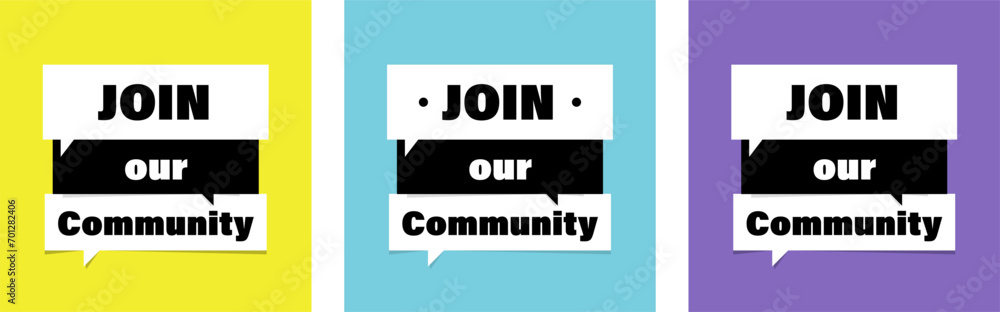 Join our community. Join the team. A set of square posters for ...