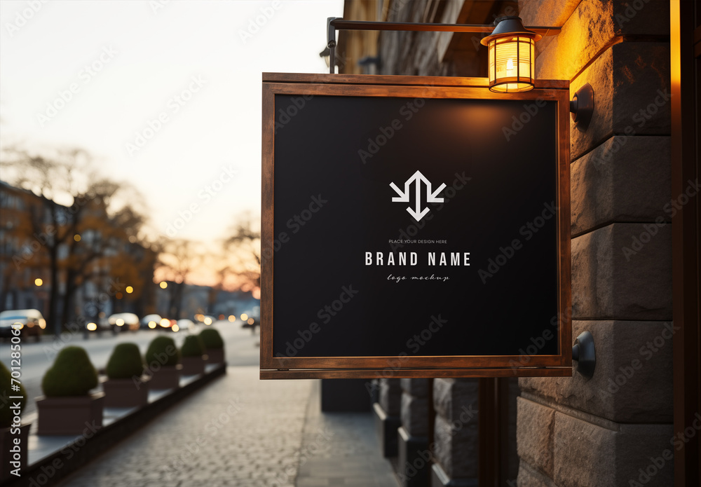 Sign Board Mockup Generated with AI Stock Template | Adobe Stock