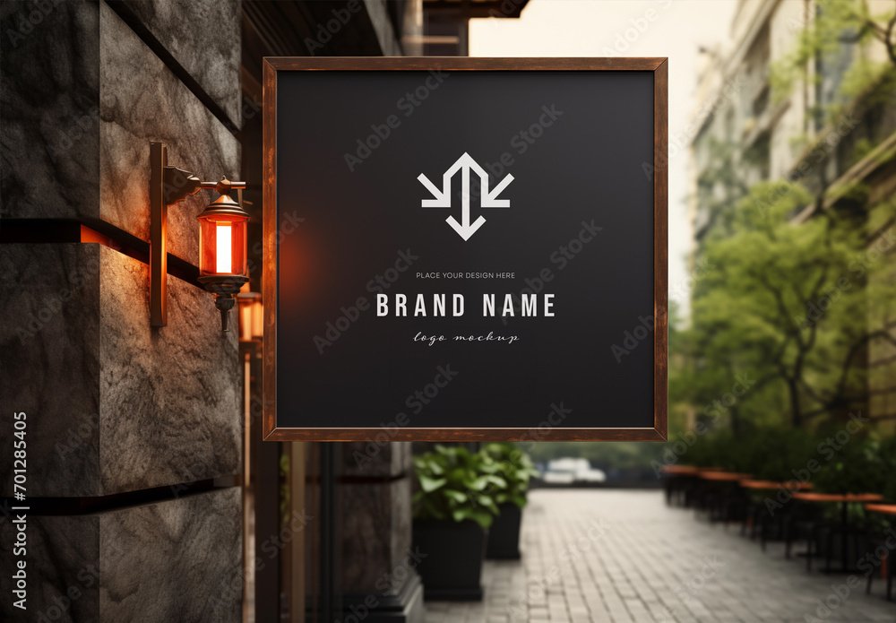 Sign Board Mockup Generated with AI Stock Template | Adobe Stock