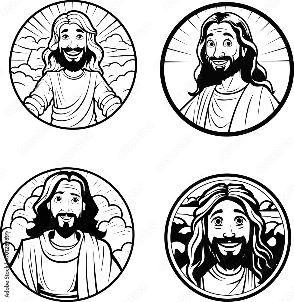 Jesus vector image, coloring page Stock Vector | Adobe Stock