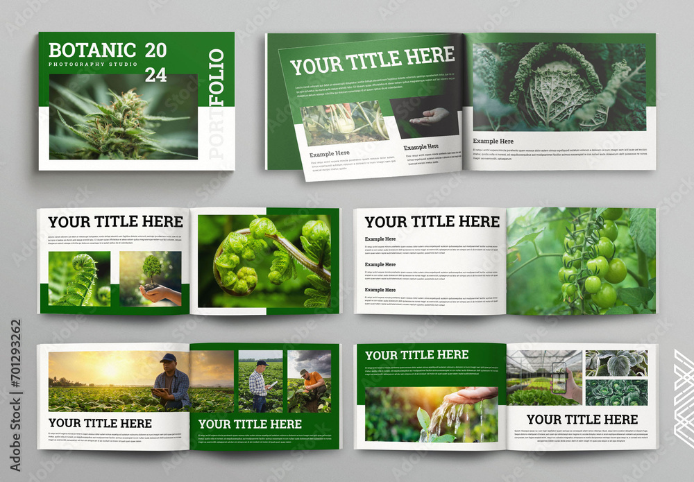 Botanic Portfolio Layout Landscape Stock Template | Adobe Stock