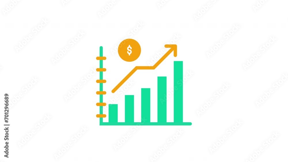 motion animated footage. Statistics bars columns growth, arrow up ...