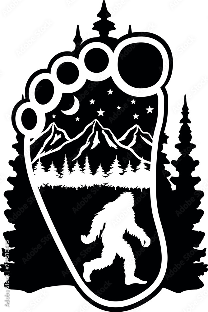 Bigfoot Sasquatch Mountains Forest SVG Cut File for Cricut and ...