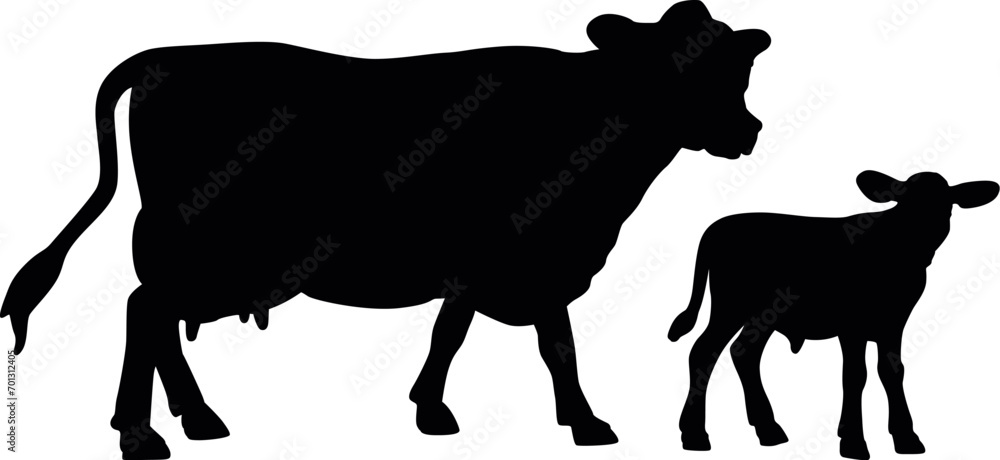 Cow and Calf SVG Cut File for Cricut and Silhouette, EPS ,Vector, PNG ...
