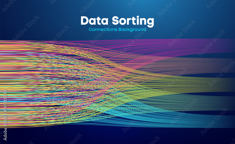 Data sorting colorful lines background. Data flow technology ...