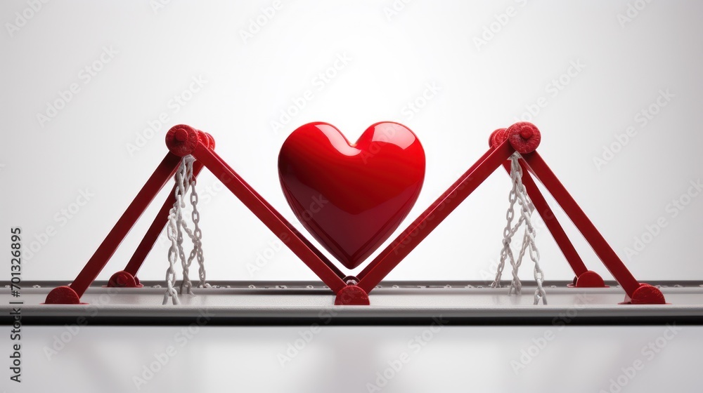 a red heart sitting on top of a scale with a red heart in the middle of ...