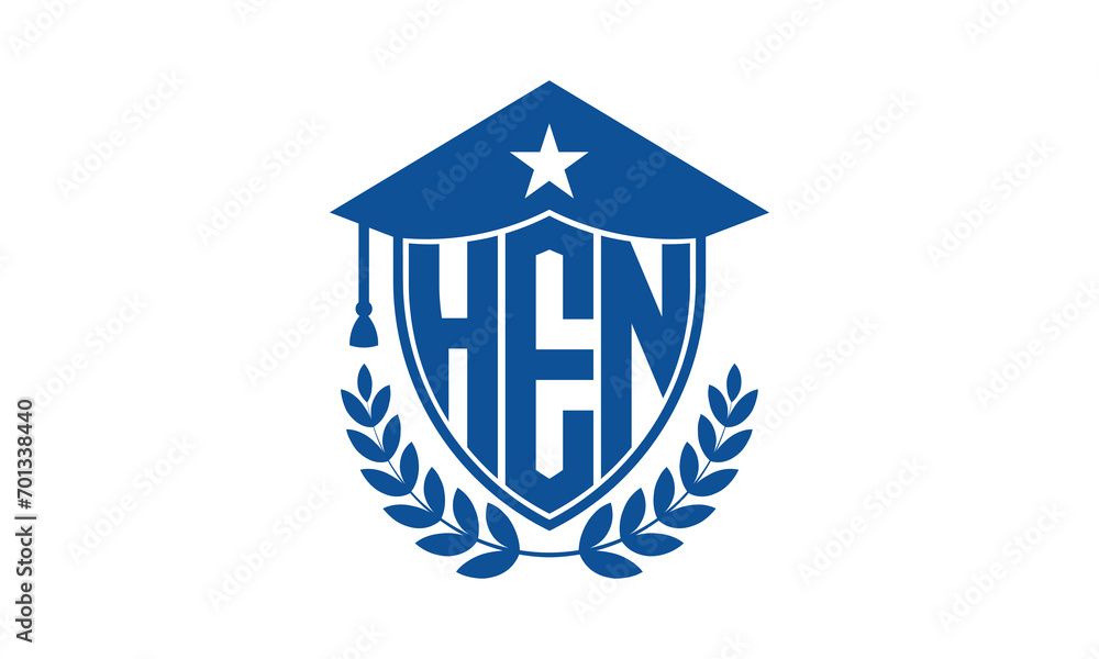 Vetor de HEN three letter iconic academic logo design vector template ...