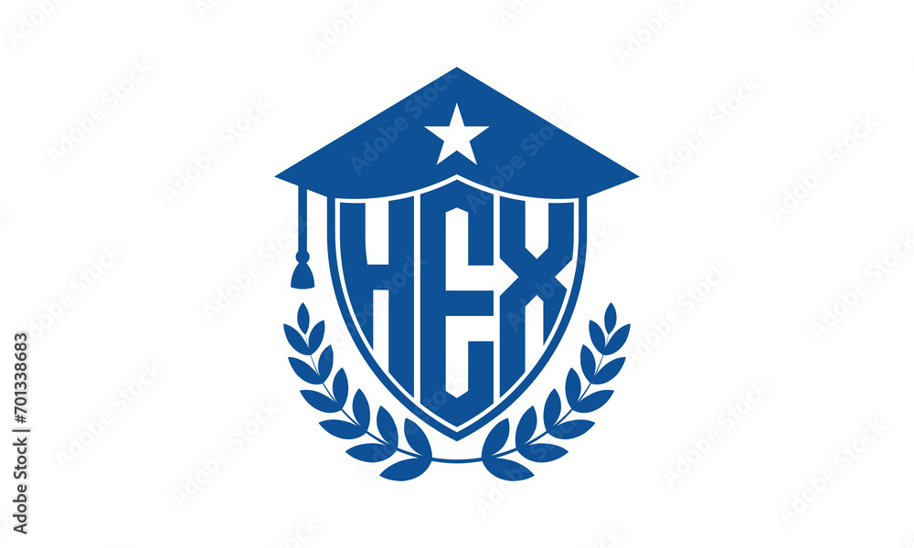 HEX three letter iconic academic logo design vector template. monogram, abstract, school ...