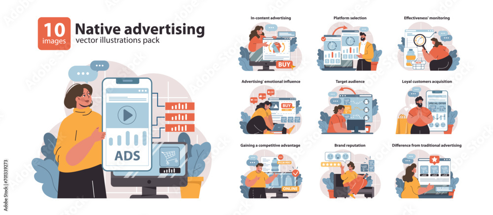 A comprehensive vector pack showcases strategies for native advertising ...