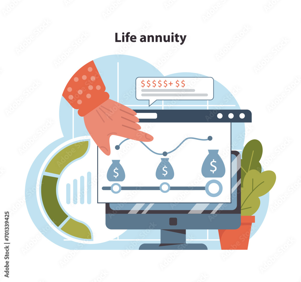 Interactive platform showcases the concept of life annuity, with hand ...