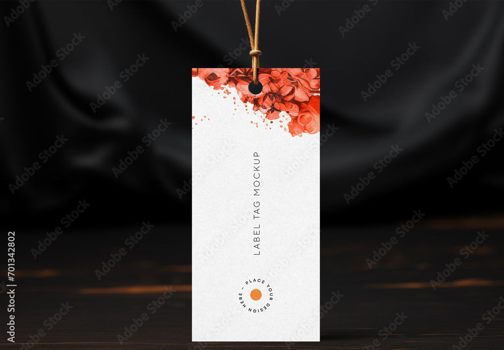 Vertical Label Tag Mockup with String – Realistic Clothing or Product ...
