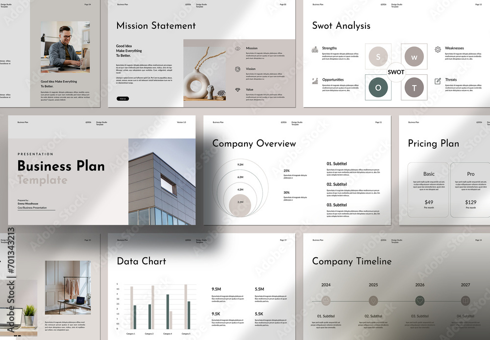 Business Plan Presentation Layout Stock Template | Adobe Stock